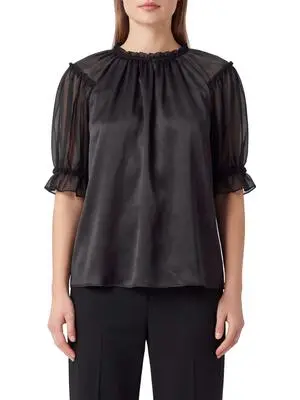 Ulla Johnson Alina Silk Blouse With Puff Sleeves - Black