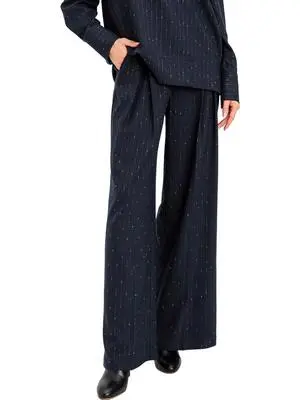 TWINSET High-waisted Pinstripe Wide-leg Crêpe Trousers
