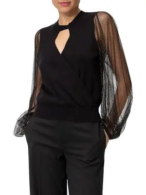 TWINSET Wool-blend Crewneck Jumper With Balloon Sleeves - Black