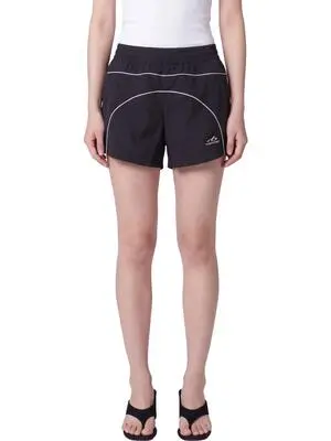 Balenciaga High-waist Technical Fabric Shorts With Contrasting Logo - Black