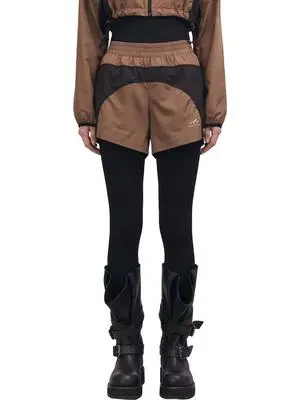 Balenciaga High-waist Technical Fabric Shorts With Contrasting Logo - Camel