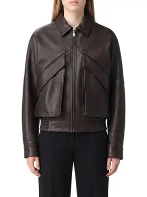 Magda Butrym Cropped Sheepskin Leather Jacket With Dropped Shoulders - Black