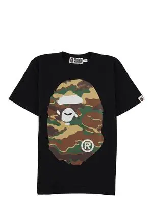 A BATHING APE T Shirt Con Logo 'big Ape' E Stampa Mimetica - Black