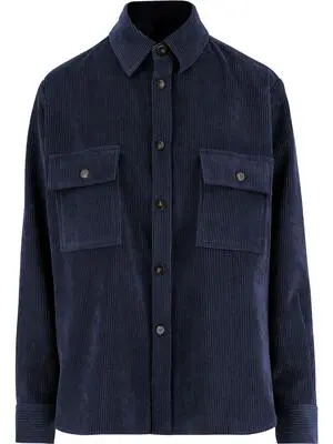 F.IT Ribbed Stretch Nylon Blend Shirt Navy