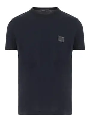 Dolce & Gabbana Cotton T Shirt With Patch - Navy