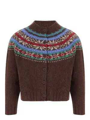 Howlin' Wool Cardigan With Jacquard Pattern - Brown