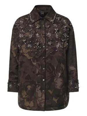 Pinko Nylon Jacket With Camouflage Pattern And Decorative Embroidery - Multi