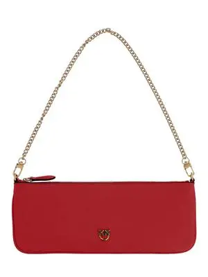 Pinko Leather Shoulder Bag With Logo Height: 11 Cm Width: 27 Cm Red