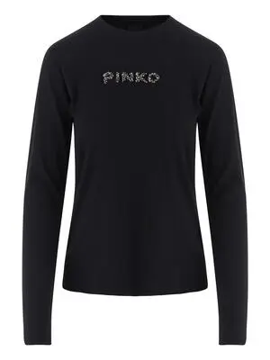 PINKO Long Sleeved Cotton T Shirt With Logo