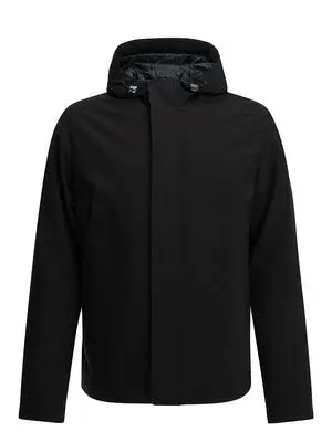 Herno Short Down Jacket In Stretch Twill - Blue