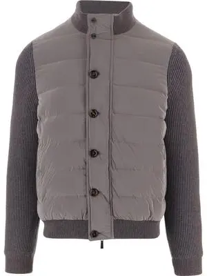 MOORER Hybrid Jacket With Knitted Trim And Sleeves - Anthracite