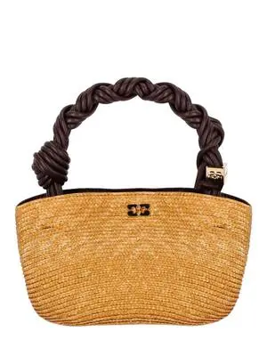 GANNI Mini Bou Raffia Natural Handbag - Brown