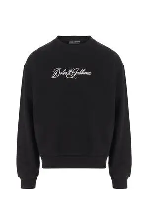 Dolce & Gabbana Cotton Sweatshirt With Logo Print - Black