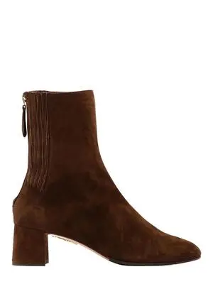 AQUAZZURA Saint Honore 50 Mm' Ankle Boots With Zipper - Brown