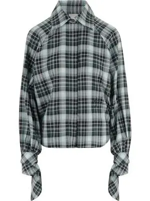 PATOU Cotton Blouse With Check Pattern And Tied Sleeves - Multi