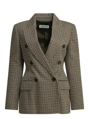 MAX MARA Double Breasted Houndstooth Blazer