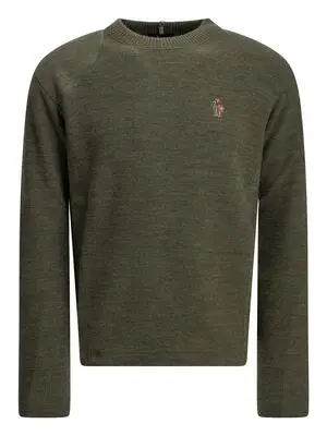 Moncler Crew Neck Sweater With Logo - Grey