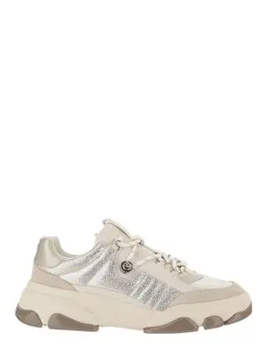 Pinko Athena Leather Sneakers With Logo - Multi
