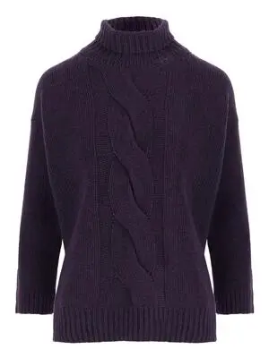 Bruno Manetti Cable Knit Sweater In Wool And Cashmere - Viola