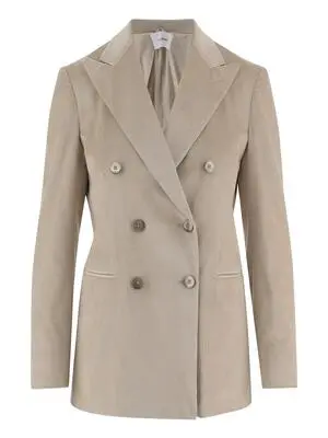 LARDINI Double Breasted Cotton And Stretch Viscose Jacket - Ivory
