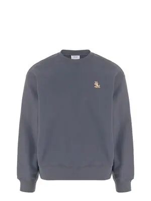 Maison Kitsuné Cotton Sweatshirt With Logo Detail - Grey