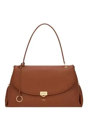 FERRAGAMO Leather Bag With Logo - Brown
