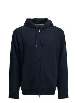 Brunello Cucinelli Cashmere And Cotton Zip Up Sweatshirt Blue
