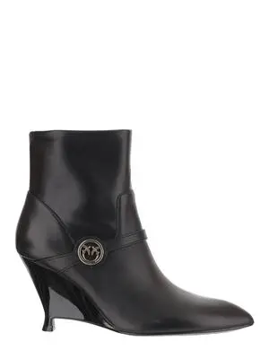 Pinko Gwen Leather Ankle Boots - Black