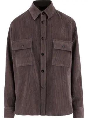 F.IT Ribbed Stretch Nylon Blend Shirt Brown