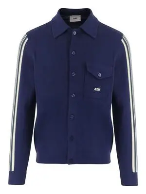 AUTRY Viscose Blend Jacket With Logo - Navy