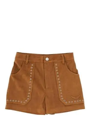 Zadig&Voltaire Shorts In Tessuto Effetto Suede - Brown