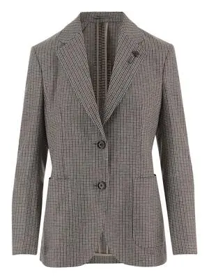 LARDINI Wool And Cotton Jacket With Checked Pattern - Multi