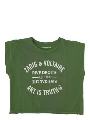 Zadig&Voltaire T Shirt Senza Maniche Con Stampa Logo - Green