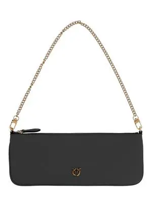 Pinko Leather Shoulder Bag With Logo Black