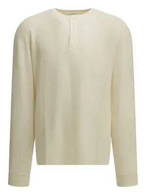 A.PRESSE Henley T Shirt With A Honeycomb Pattern