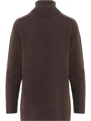 Bruno Manetti Wool And Cashmere Turtle Neck Sweater - Dark Brown
