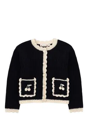 Bonpoint Cardigan Con Lavorazione In Maglia A Coste - Blue
