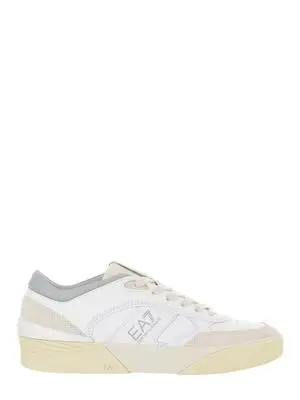 EA7 Otg Pride Luxe Leather Sneakers With Suede Accents