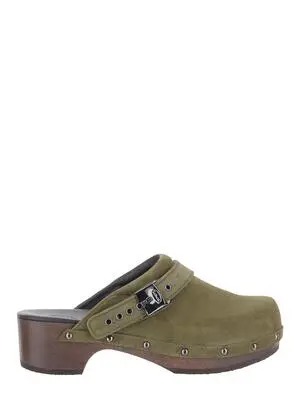 DR. SCHOLL'S SHOES Wood And Suede Clogs - Khaki