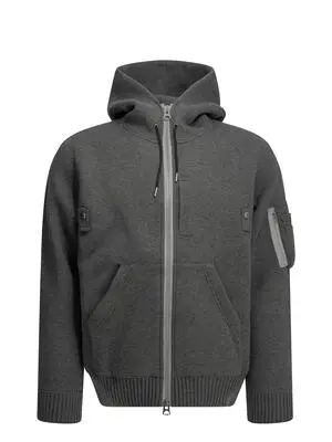 Sacai Zip Up Hooded Sweatshirt - Grey