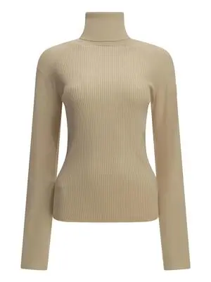 Moncler Logo Turtleneck Sweater Beige