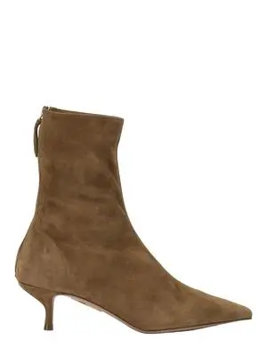 AQUAZZURA 'montmartre 50 Mm' Ankle Boots With Zipper Brown
