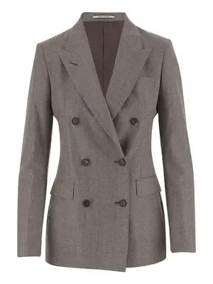 Tagliatore Double Breasted Wool Jacket With Peak Lavel - Multi