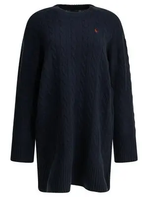 Polo Ralph Lauren Short Knit Dress With Logo - Blue
