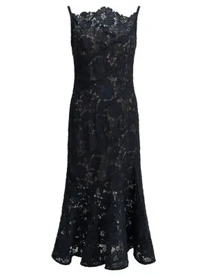 SELF-PORTRAIT Lace Midi Dress - Blue