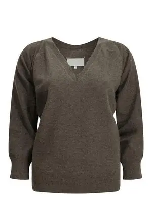 MAISON MARGIELA Lived In' V Neck Sweater - Brown