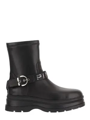 Pinko Leather Eva Ankle Boots - Black