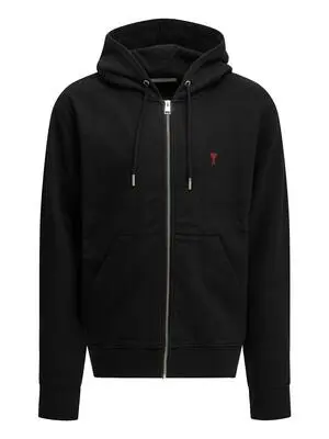 AMI Paris De Coeur' Zip Up Sweatshirt - Black