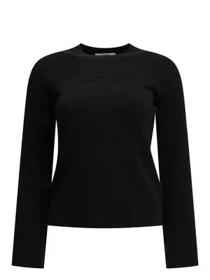 Max Mara Round Neck T Shirt Made Of Virgin Wool Black