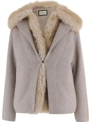 Bruno Manetti Wool And Cashmere Jacket With Fur - Beige